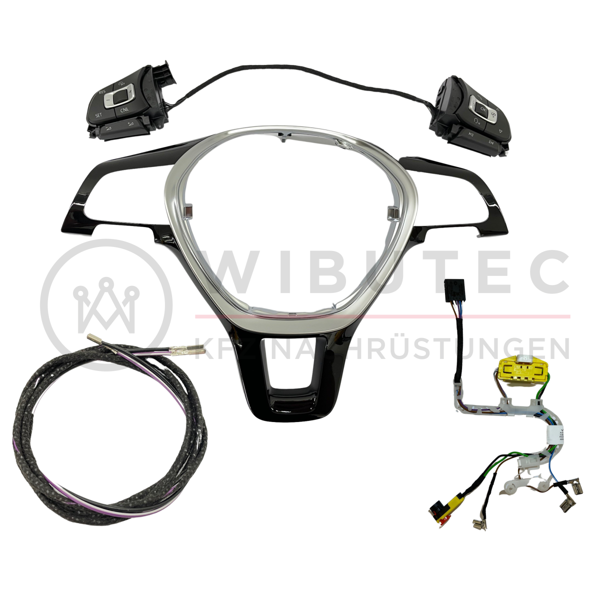 Umbauset Lederlenkrad auf Multifunktionslenkrad für VW T6 inkl. Nachr ...