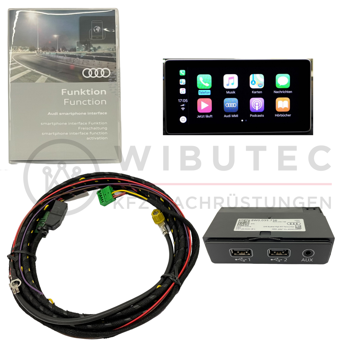 AUDI A4 B9 8W Smartphone Interface / AMI Schnittstelle 2x USB 1x AUX ...